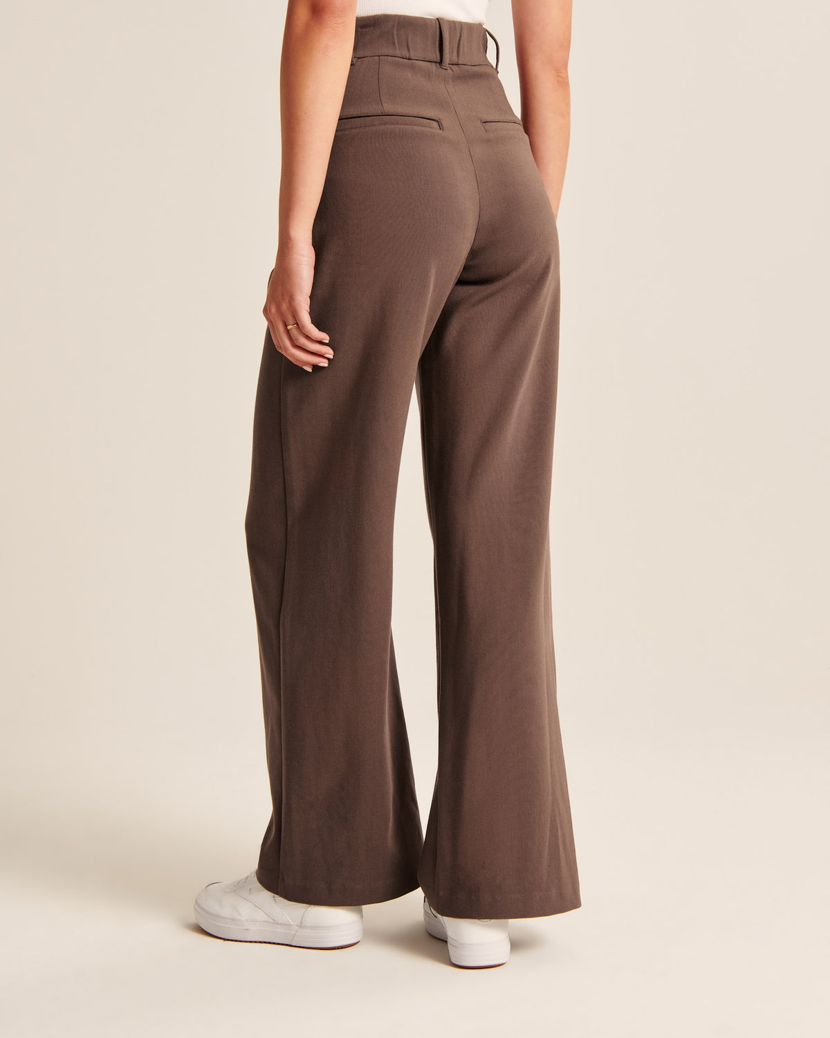 Mocha Wide-Leg Tailored Pants